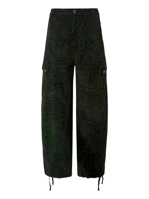 Pinko Animal-print Cargo Trousers - Green