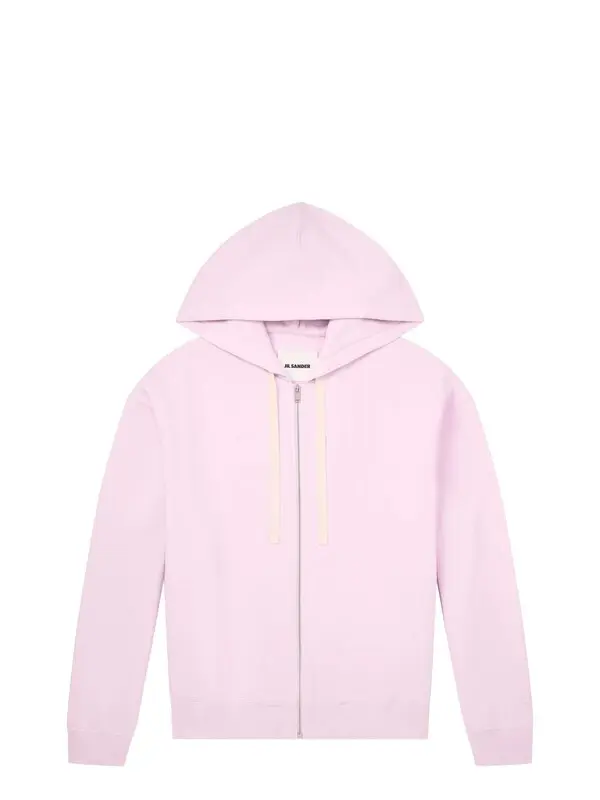 JIL SANDER Cotton-jersey Zip-up Hoodie - Pink