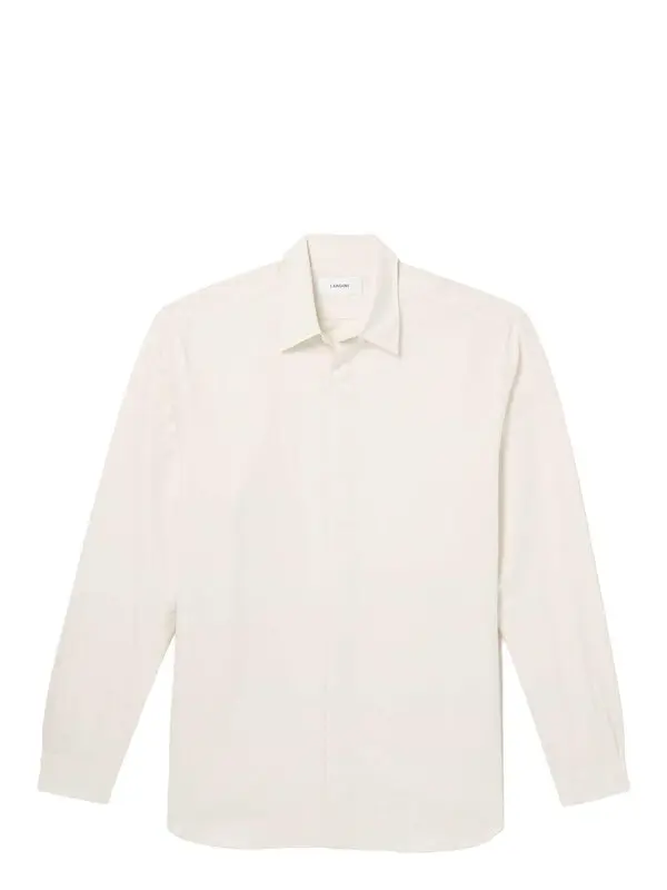 LARDINI Cotton And Silk-blend Shirt - Ivory