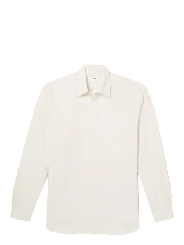 LARDINI Cotton And Silk-blend Shirt - Neutrals