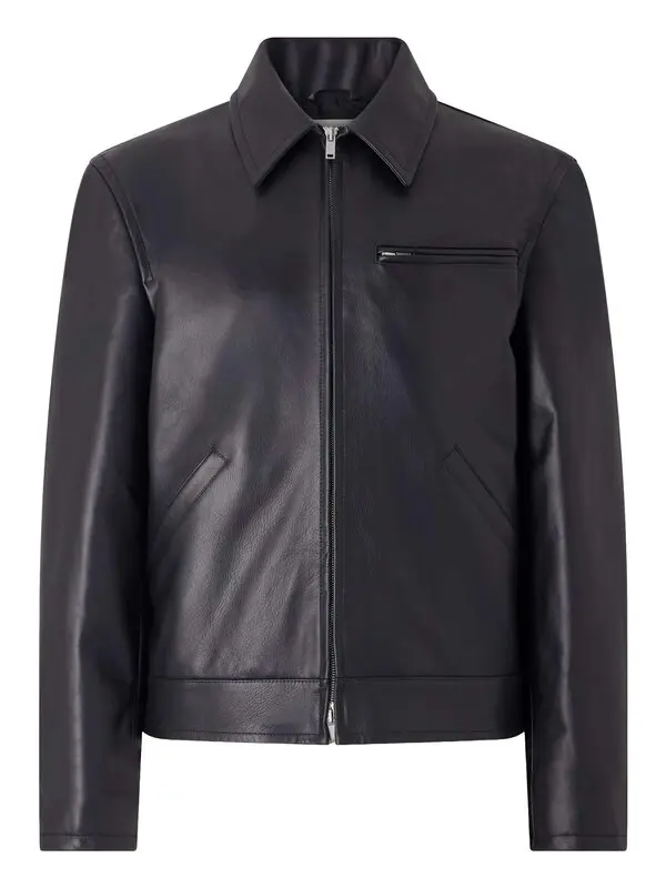 JIL SANDER Leather Blouson Jacket - Black