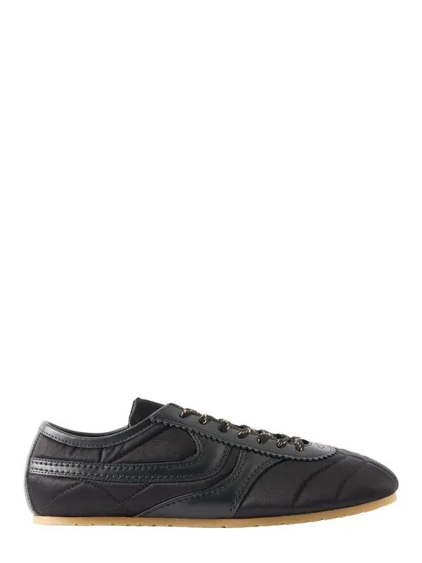 Dries Van Noten Leather-trimmed Quilted Satin Sneakers - Black