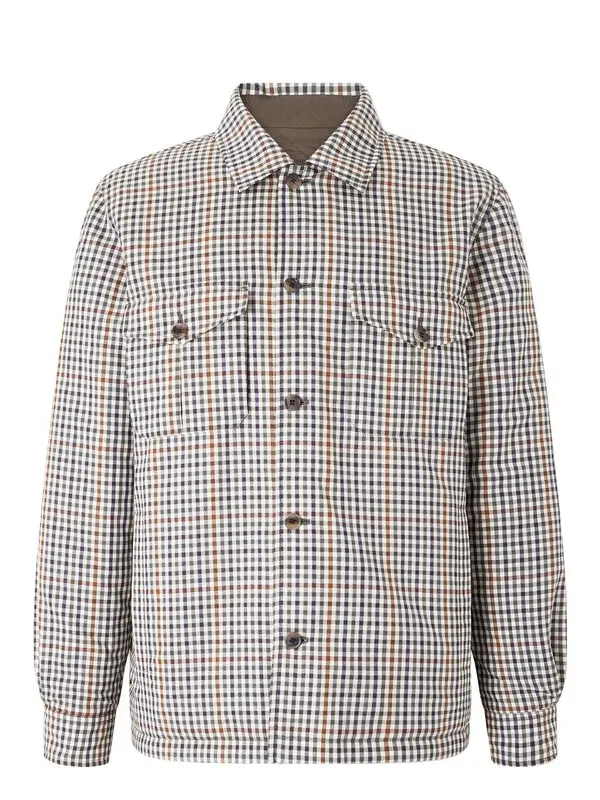 Dunhill Reversible Padded Checked Wool Overshirt - Brown