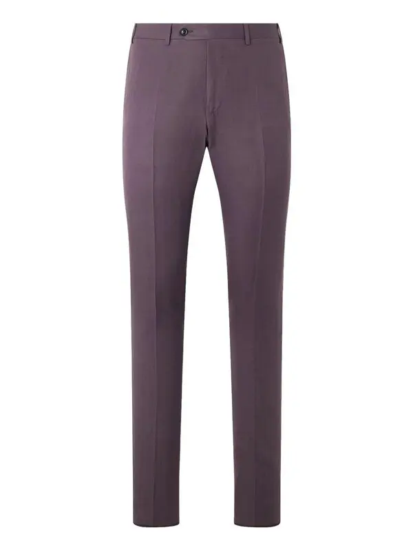 Canali Straight-leg Linen And Silk-blend Suit Trousers - Purple
