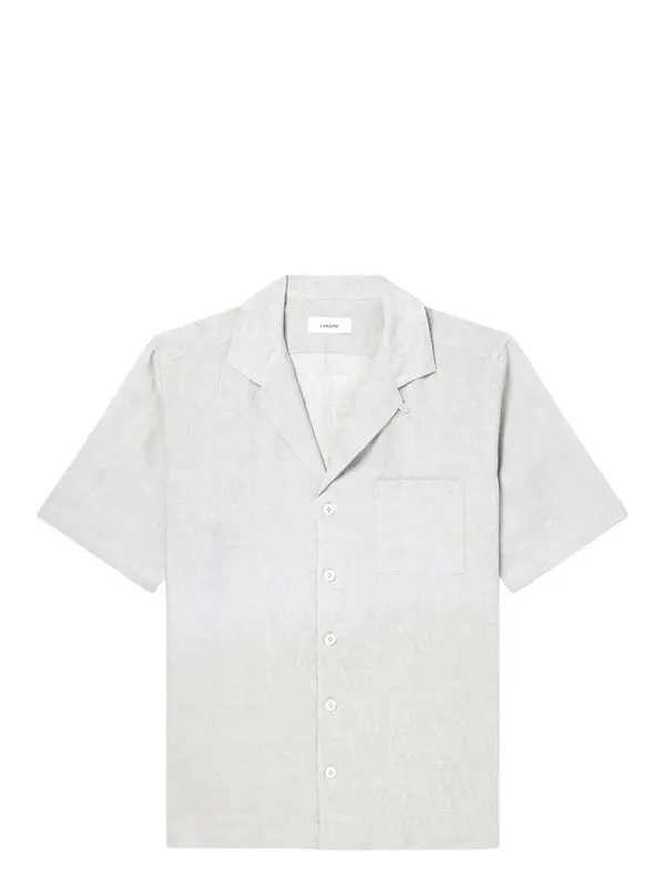 LARDINI Convertible-collar Linen Shirt - Green