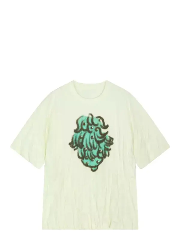 CROQUIS Graphic-print Pleated T-shirt - Yellow