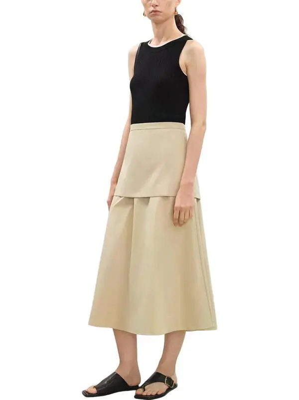 LESS A-line Midi Skirt - Neutrals