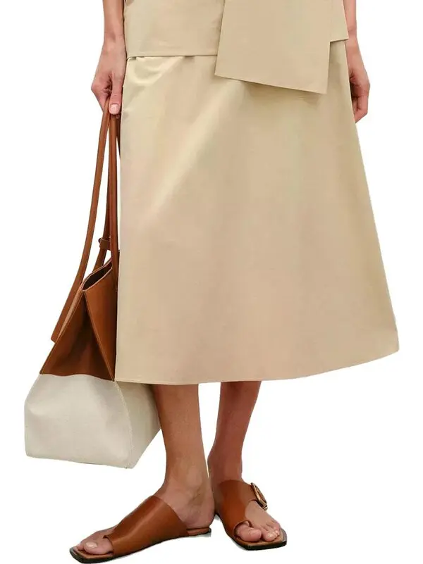 LESS A-line Midi Skirt - Neutrals