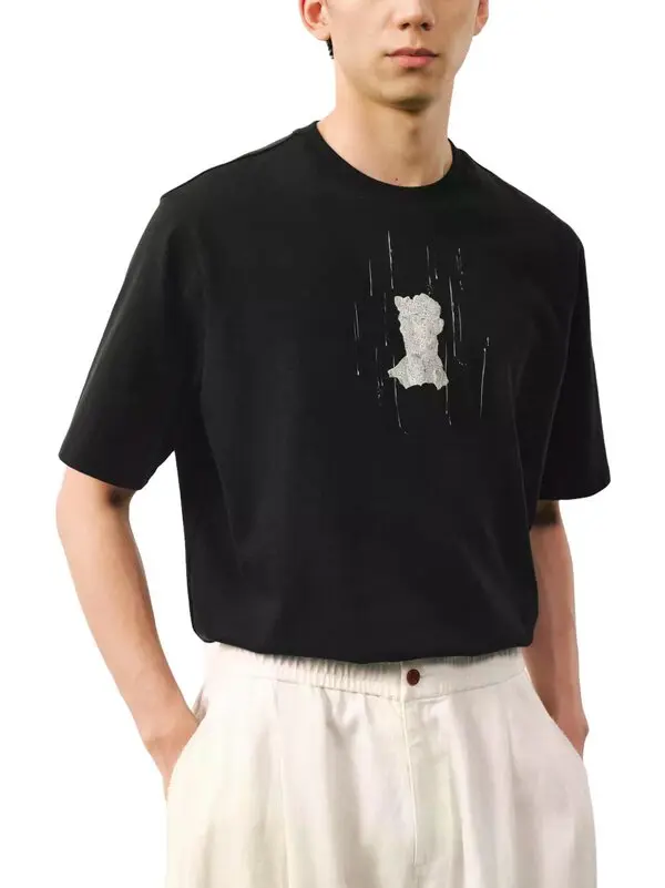 CROQUIS Logo-embroidered T-shirt - Black