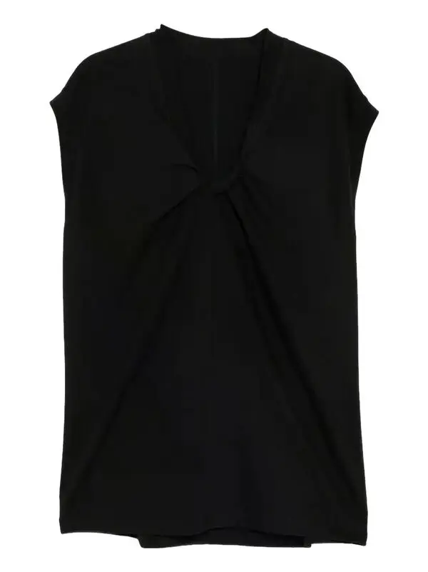 LESS Bowknot Pleated Sleeve T-shirt - Black