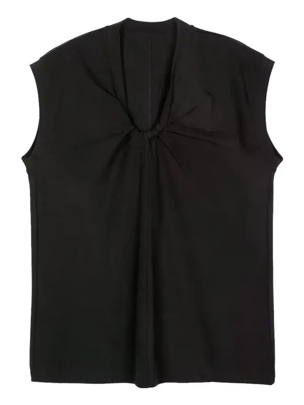 LESS Bowknot Pleated Sleeve T-shirt - Black