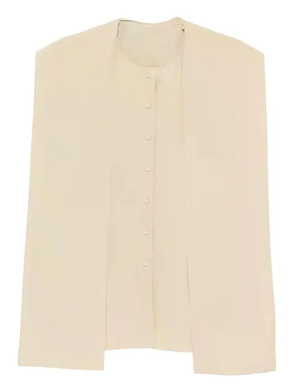 LESS Cotton Button Blouse - Neutrals