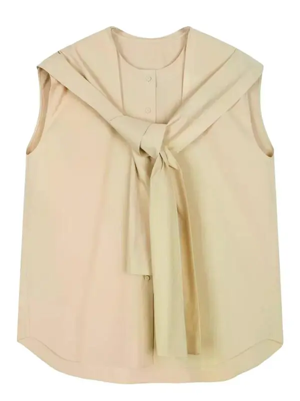 LESS Cotton Button Blouse - Neutrals