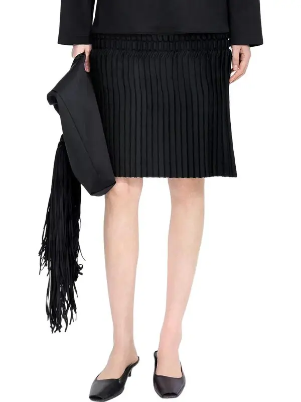 JNBY Geometric Pleated A-line Skirt - Black