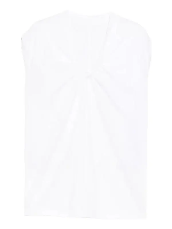 LESS Bowknot Pleated Sleeve T-shirt - White