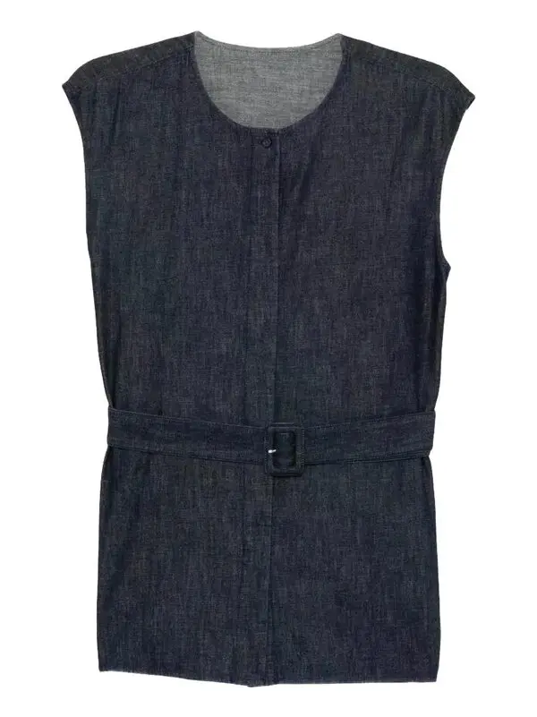 LESS Belted Denim Vest - Blue