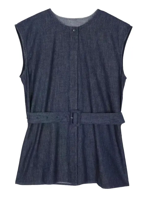 LESS Belted Denim Vest - Blue
