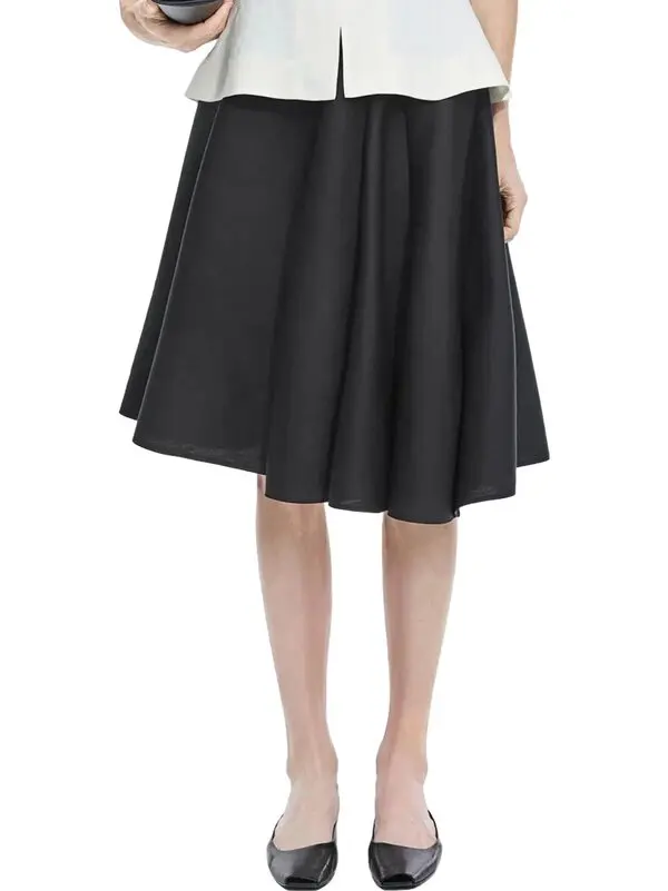 JNBY Asymmetric Pleated A-line Skirt - Black