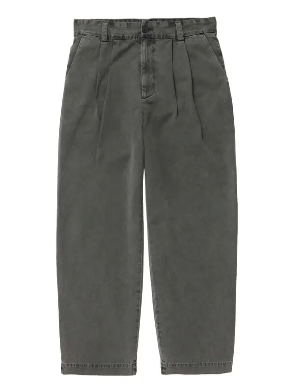 AGOLDE Tapered Pleated Cotton-twill Trousers - Gray