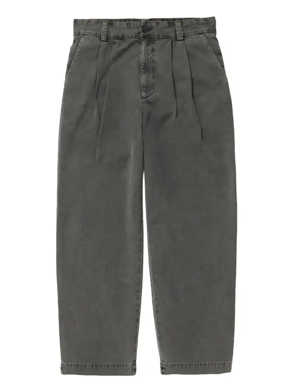 AGOLDE Tapered Pleated Cotton-twill Trousers - Gray