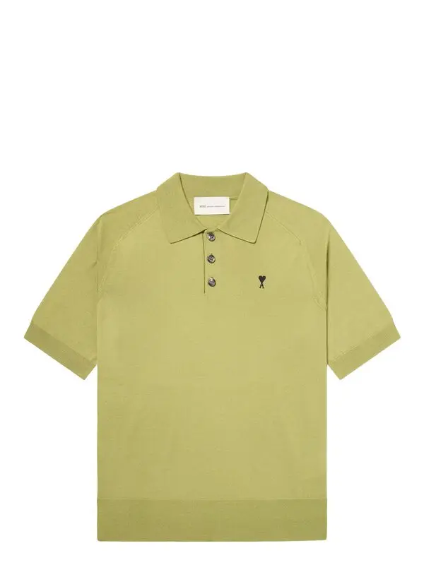 Ami Logo-embroidered Cotton Polo Shirt - Green