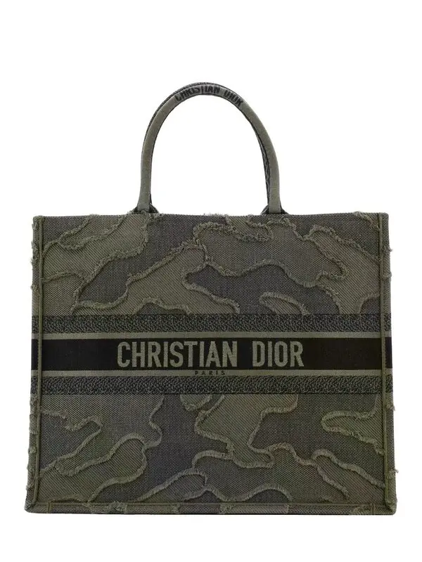 Dior Camouflage Embroidered Canvas Large Book Tote - Green