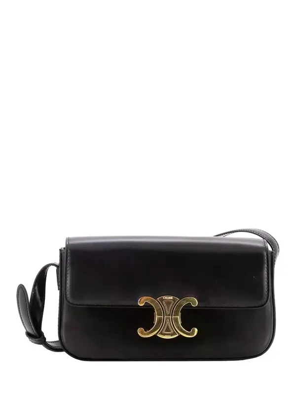 Celine Triomphe East-west Smooth Calfskin Shoulder Bag - Black