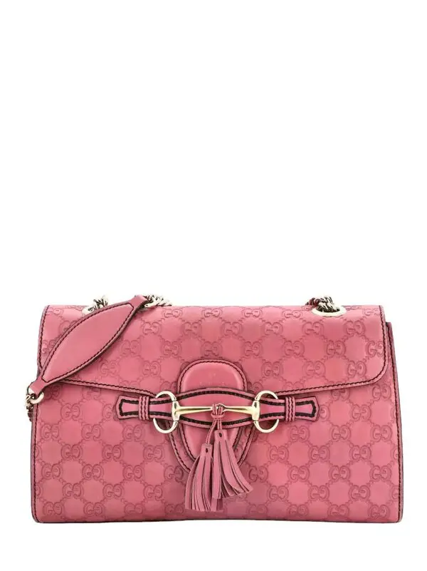 Gucci Emily Chain Flap Bag Sima Leather Medium - Pink
