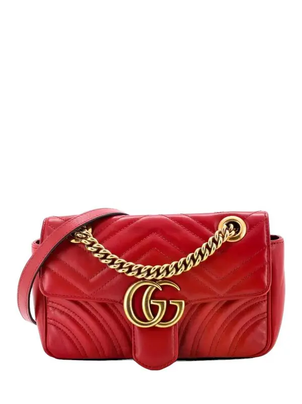 Gucci Gg Marmont Mini Flap Crossbody Bag - Red