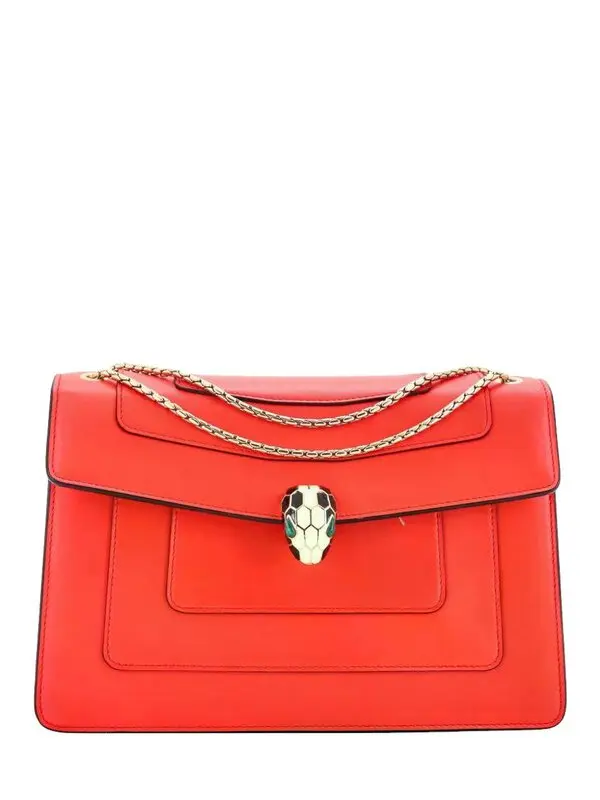 BVLGARI Serpenti Forever Leather Shoulder Bag - Red