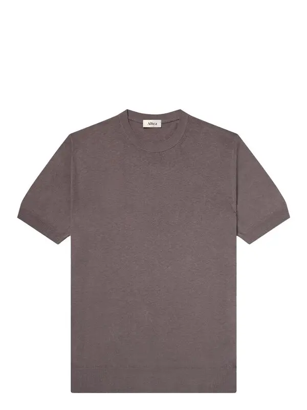 Altea Linen And Cotton-blend T-shirt - Brown