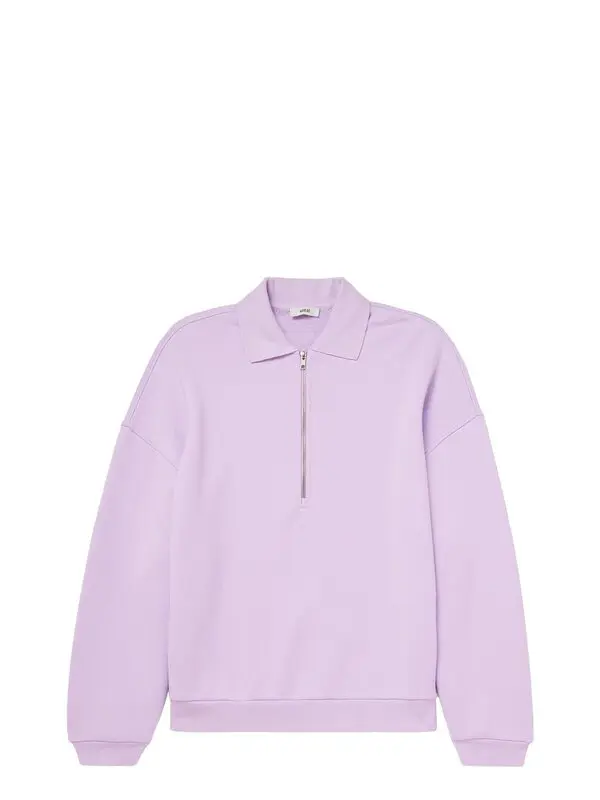 AGOLDE Pace Half-zip Cotton-jersey Sweatshirt - Pink
