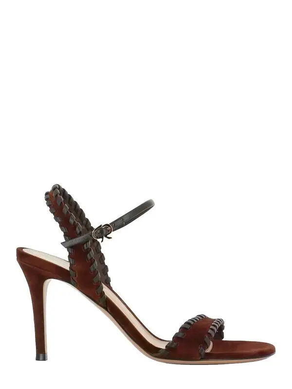 GIANVITO ROSSI Whipstitched Suede Sandals - Brown