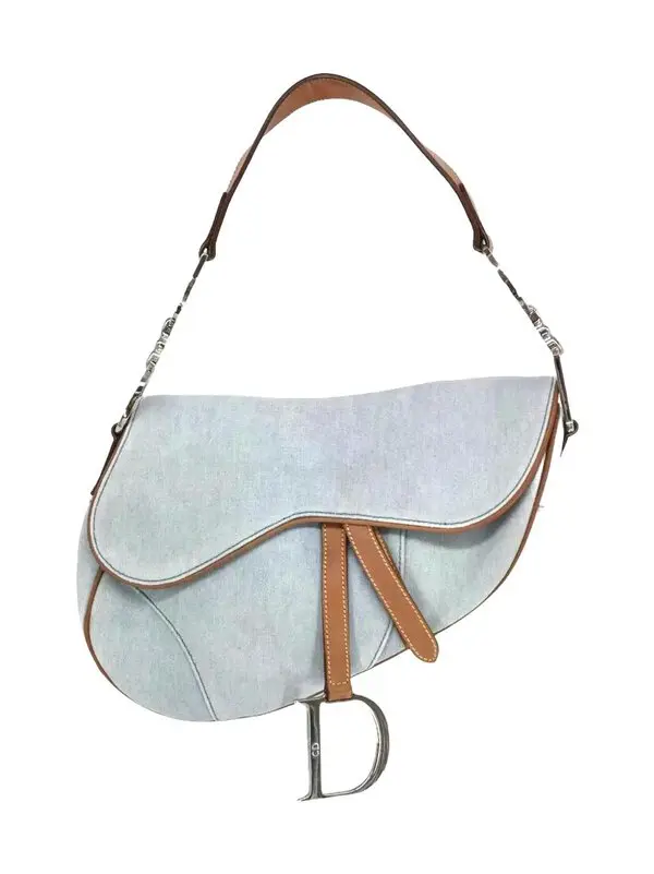 Dior 2001 Saddle Cotton Shoulder Bag - Blue