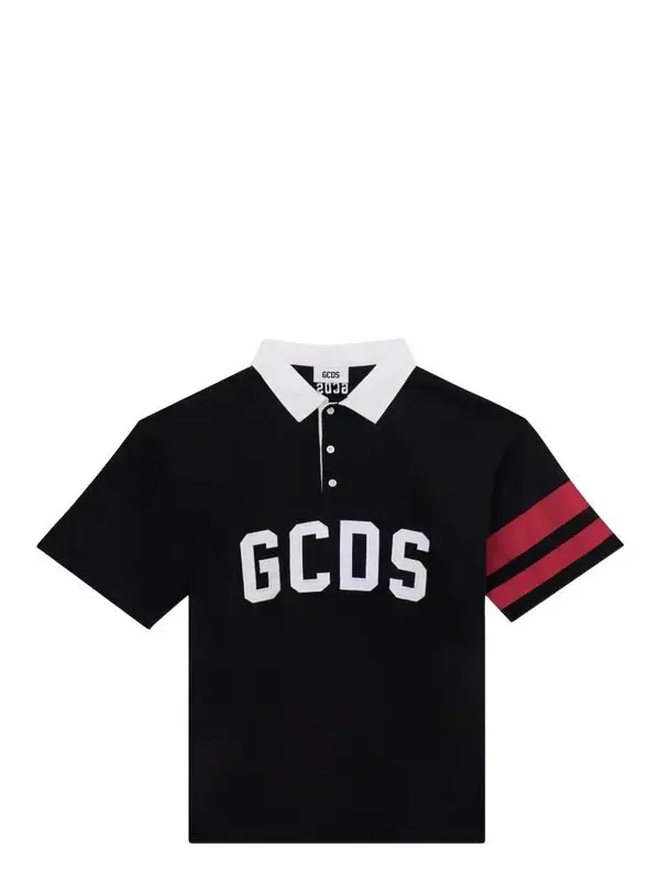 Gcds Logo Striped Polo Shirt - Black