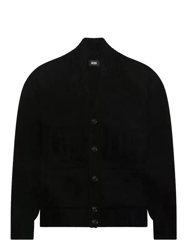 Gcds Shawl-collar Buttoned Cardigan - Black