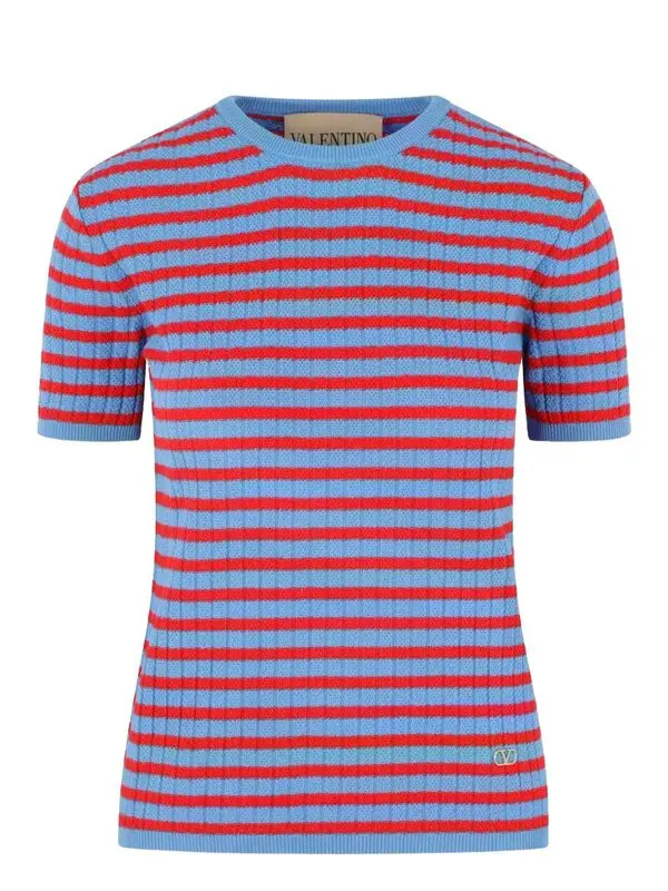 Valentino Garavani Striped Logo Knitwear - Blue