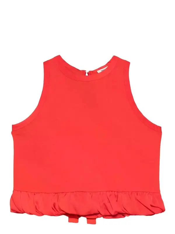 Sandro Ruffled Hem Crew Neck Top - Red