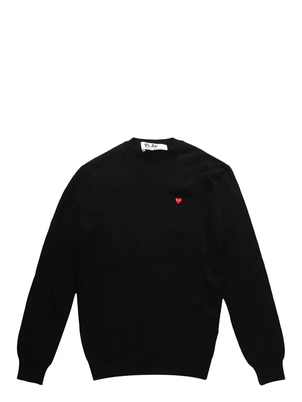 Play Comme Des Garcon V-neck Sweater - Black