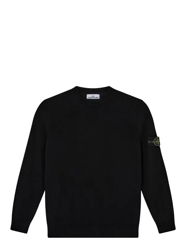 Stone Island Logo Patch Crewneck Jumper - Black
