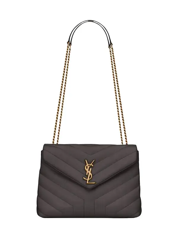 Saint Laurent Monogram Quilted Shoulder Bag - Grey