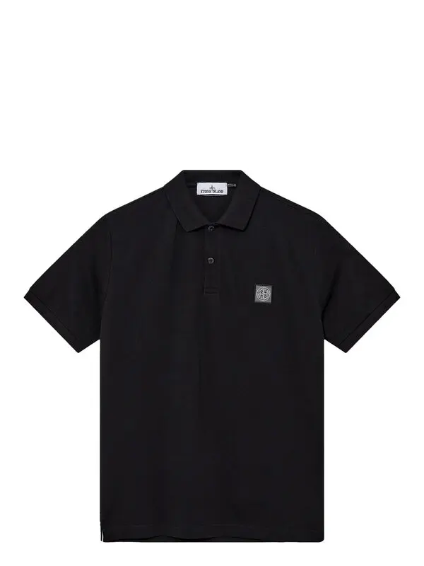 Stone Island Compass Patch Logo Polo - Black