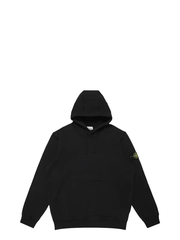 Stone Island Logo Patch Hoodie - Black