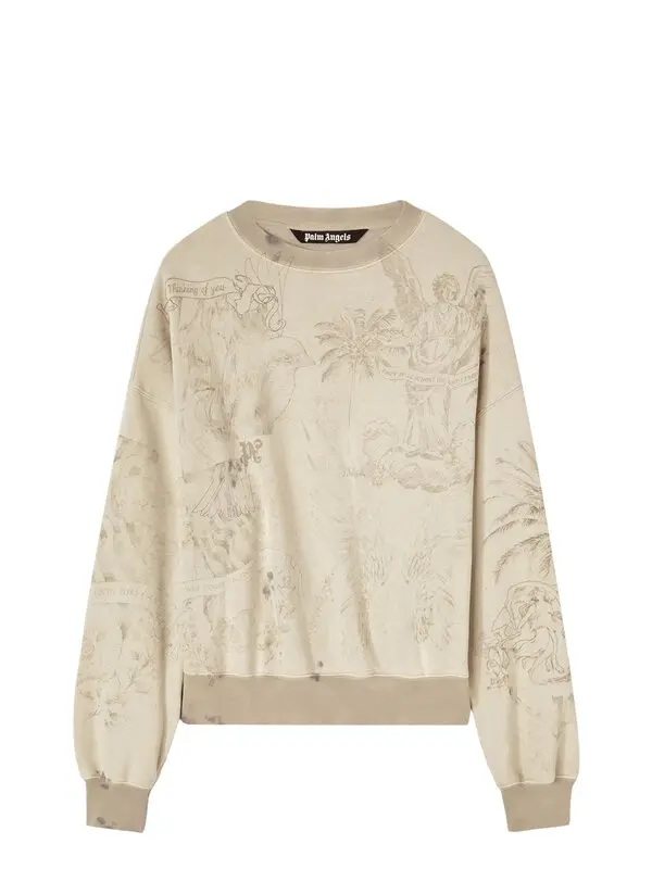 Palm Angels Pencil All Over Crewneck Sweatshirt - White
