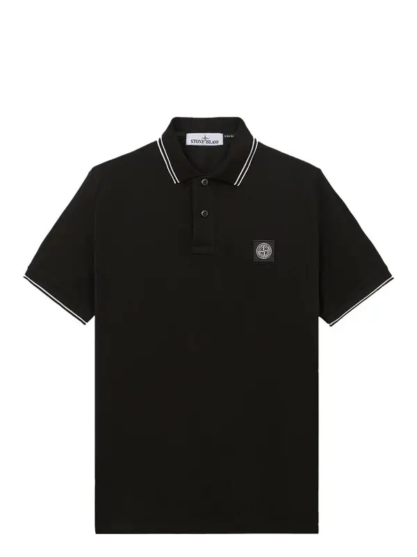 Stone Island Compass Patch Logo Polo - Black