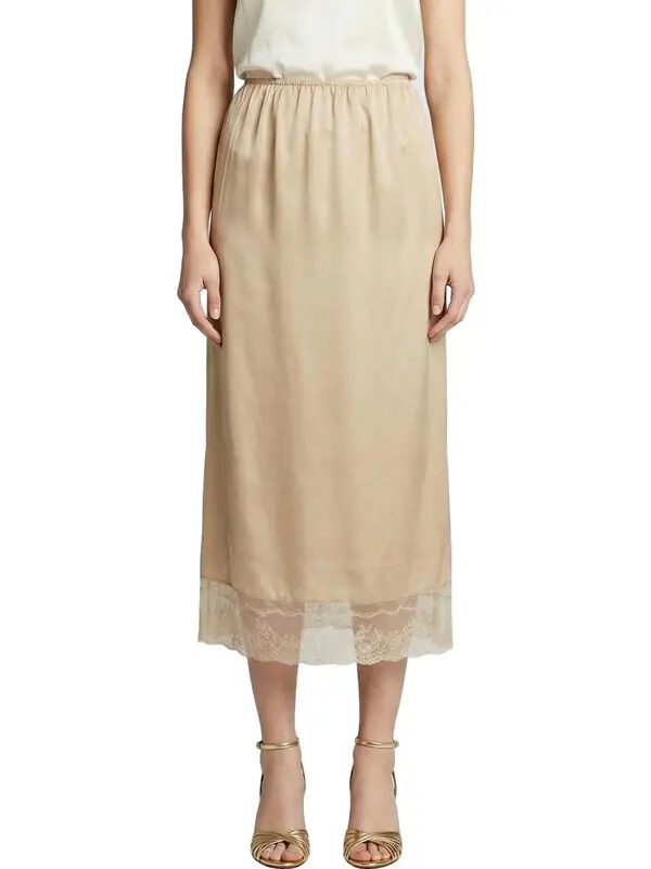 Carven Lace Trim Skirt - Nude