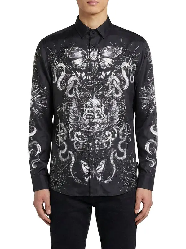 Philipp Plein Cotton Casual Shirt With Logo Print - Black