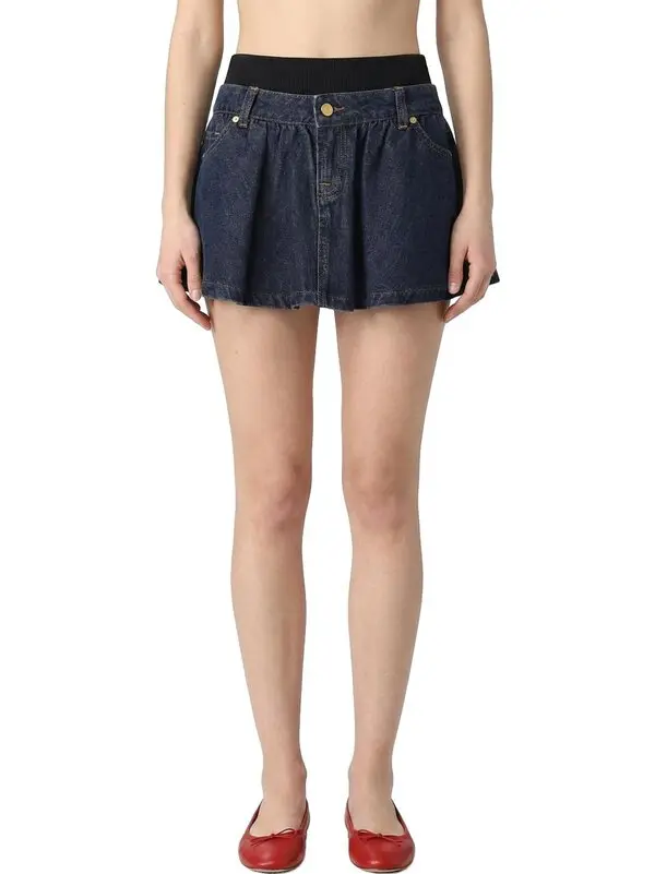 7 For All Mankind Pleated Mini Skirt - Blue