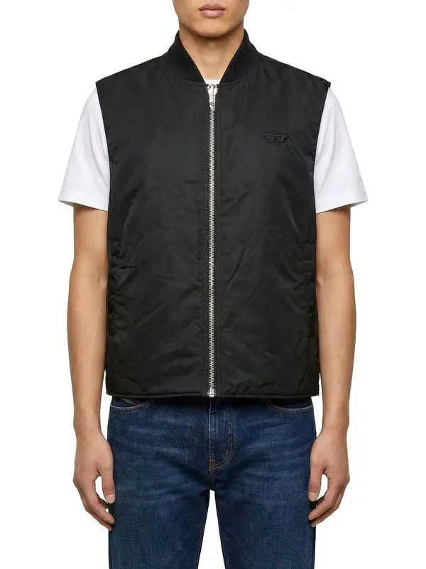 DIESEL Sleeveless Zip-up Vest - Black