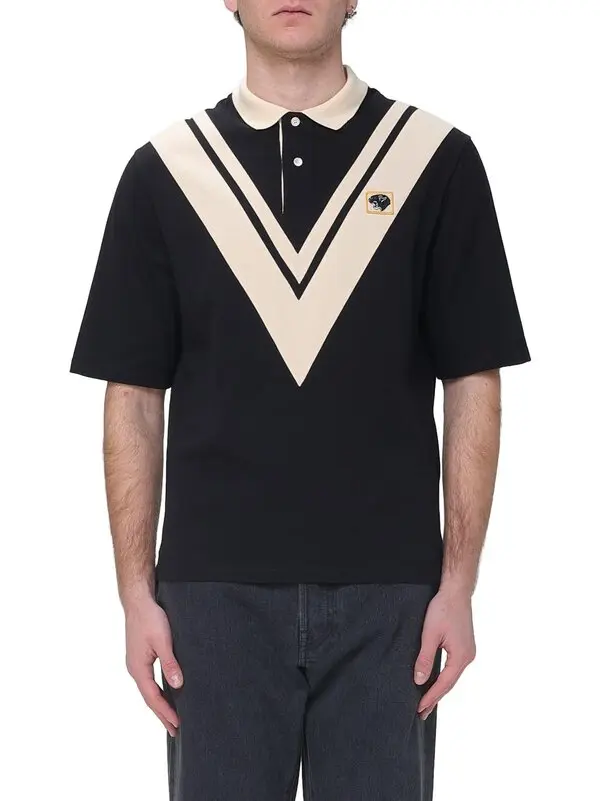 Valentino Garavani Cotton Polo Shirt With Inlaid V And Panther Patch - Black